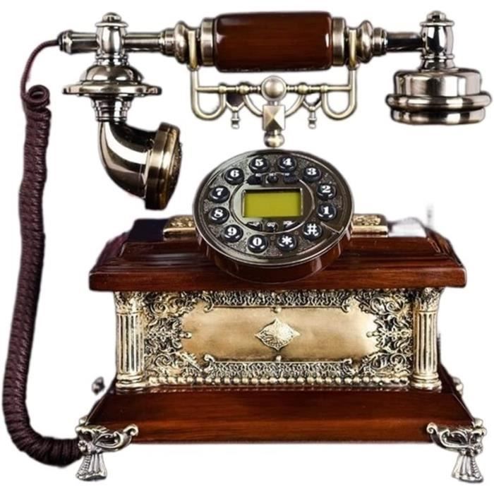 Solide Wood Retro Téléphone Electronic Bell Home Office Téléphone Fixe ...