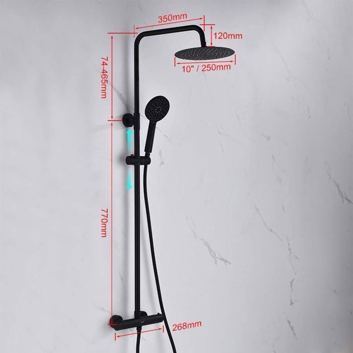 Colonne de Douche avec Mitigeur Thermostatique, Flexible, Tête ...