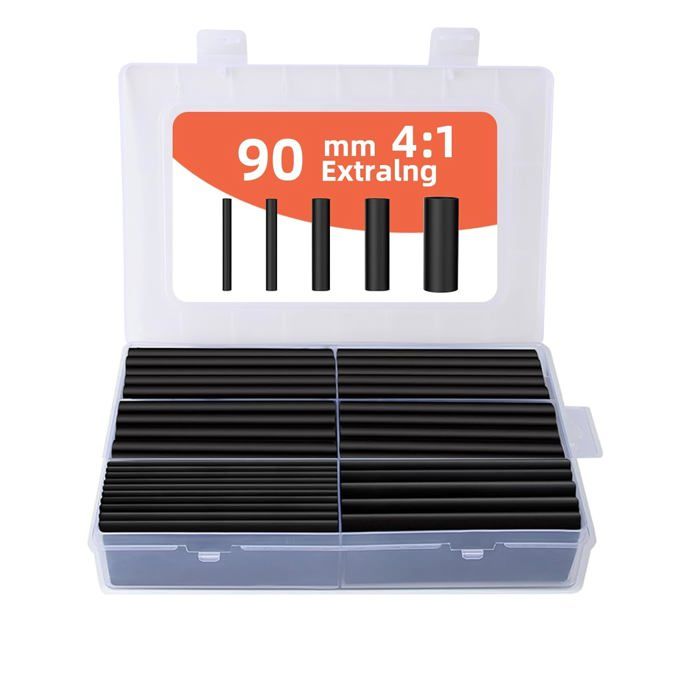 Kit Gaine Thermorétractable 90mm, 4:1 Tube Thermoretractable Noir ...