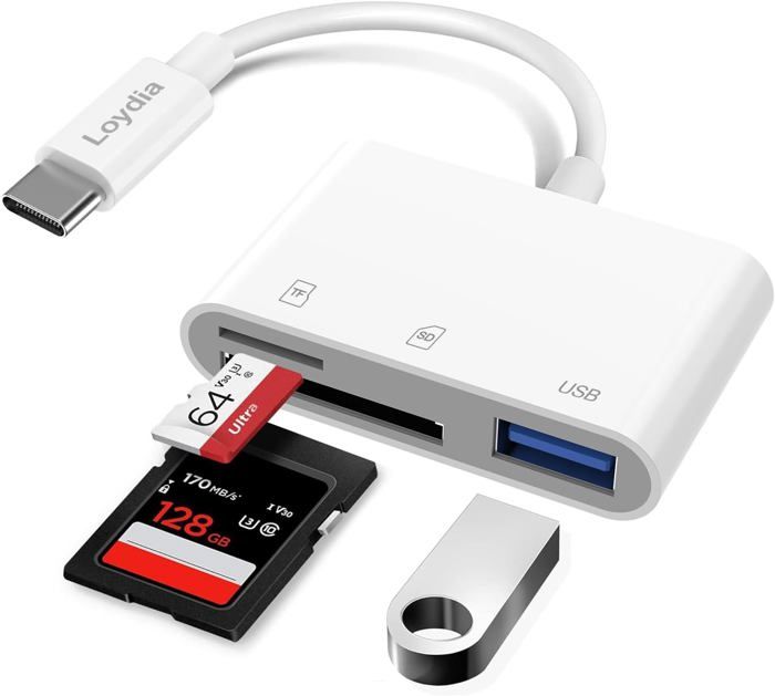 Usb C Lecteur De Carte Sd, Lecteur De Carte Sd Avec Sd/Micro Sd/Usb 3 Slots, Usb Otg Mémoire ...