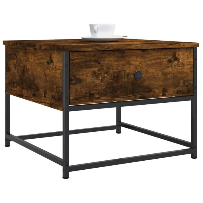 Table basse - BDM - chêne fumé 51x51x40cm bois d'ingénierie SQZR737286 ...
