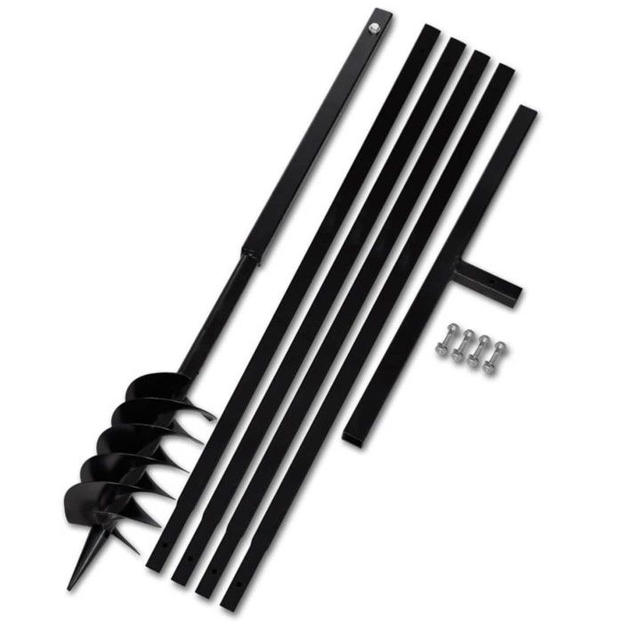 Tarière de sol avec manche 120 mm et tube d'extension 5 m Acier ...