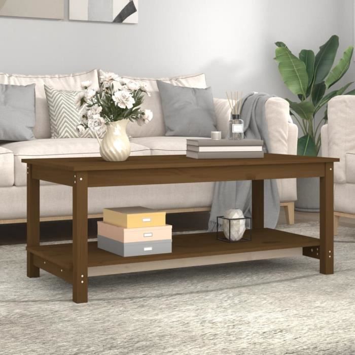 Akozon Table basse Marron miel 110x55x45 cm Bois massif de pin - 7891450454535 - Cdiscount Maison