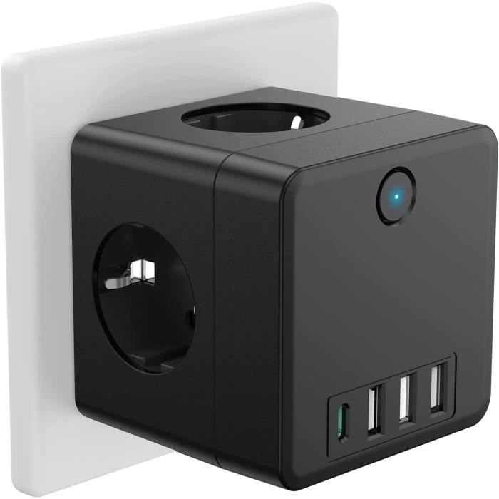 Prise USB Multiple,8 en 1 Multiprise Electrique Murale 4 Prises avec 2 ...
