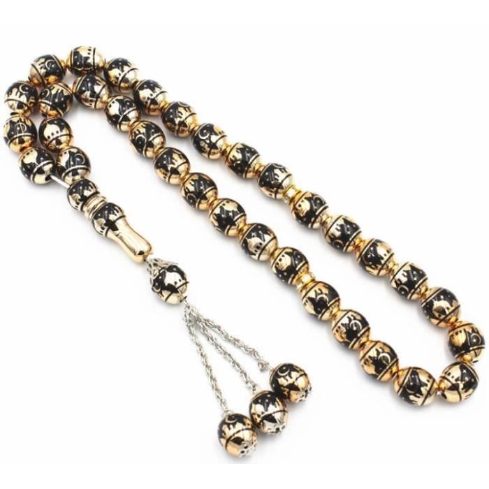 Chapelet musulman de 12mm, perles de prière islamique, pendentif gland ...