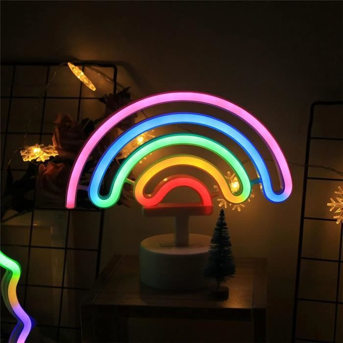 Led Mignonne Multicolore Néon Arc-En-Ciel Signe Lumières Arc-En-Ciel ...