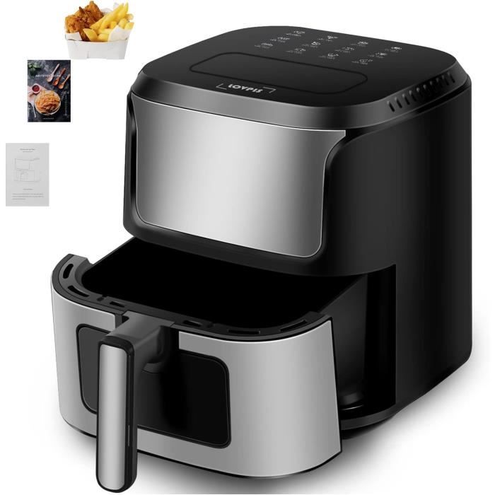 Friteuse Sans Huile 6L Xxl, 1500W Air Fryer Avec 6 Programmes, Panneau Tactile Led. Utilisation ...