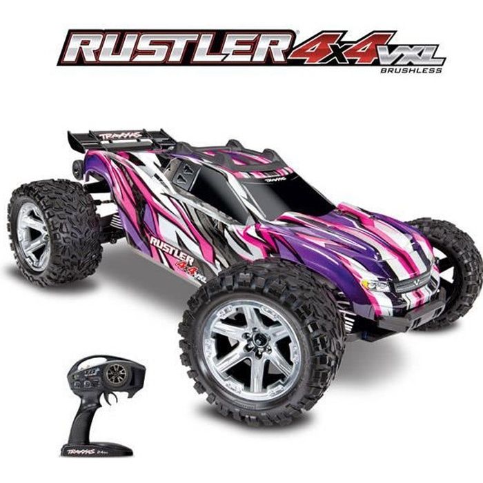 Véhicule radiocommandé TRAXXAS RUSTLER 4X4 VXL 1/10 Brushless TSM Rose ...