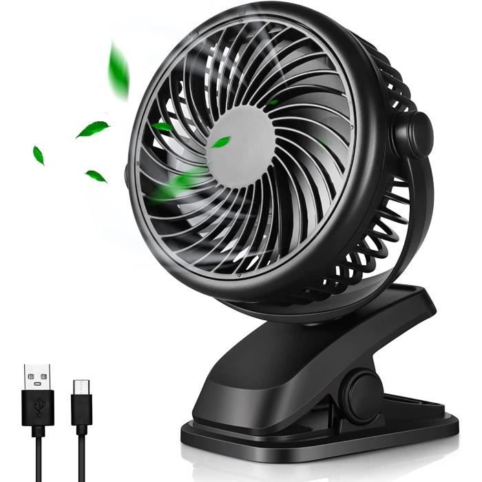 Ventilateur Usb, Mini Ventilateur Avec Pince Et 3 Vitesses, 3600Mah ...