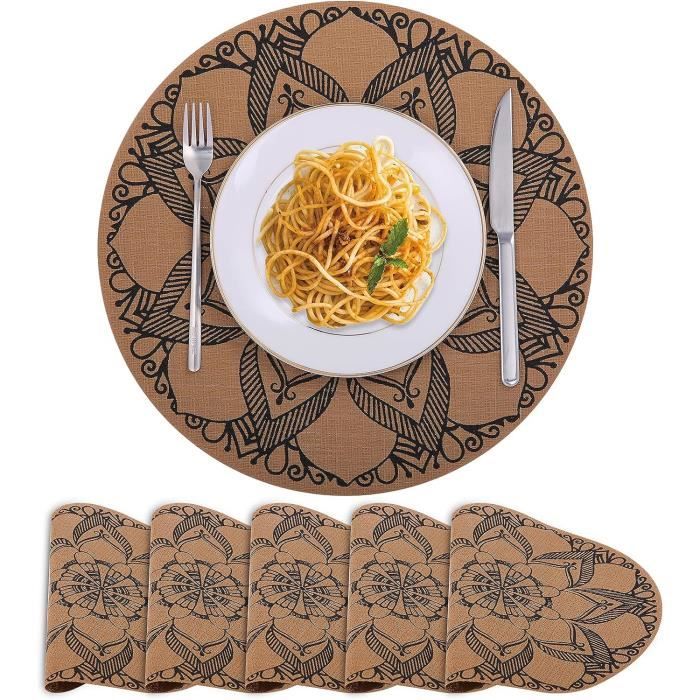 Set De Table Lot De 6, 38Cm Pvc Set De Table Rond Set De Table Lavables ...