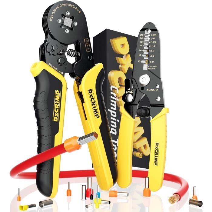 Pince À Sertir Cosse Electrique - TRAHOO - DxCRIMP - Auto-ajustable - Embout pré isolé - Pince à ...