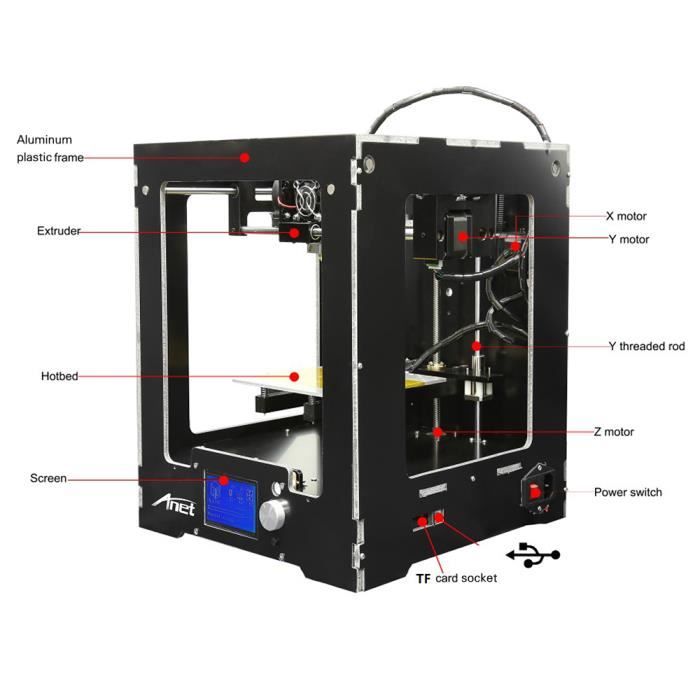Anet A3-S Assemblé Imprimante 3D Aluminum Plastique Cadre Complete ...