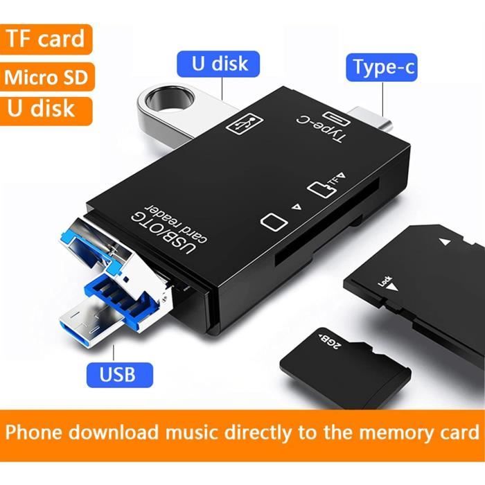 Lecteur de cartes SD 6 en 1, multicarte Hub pour 1 USB 3.0, 2 cartes ...