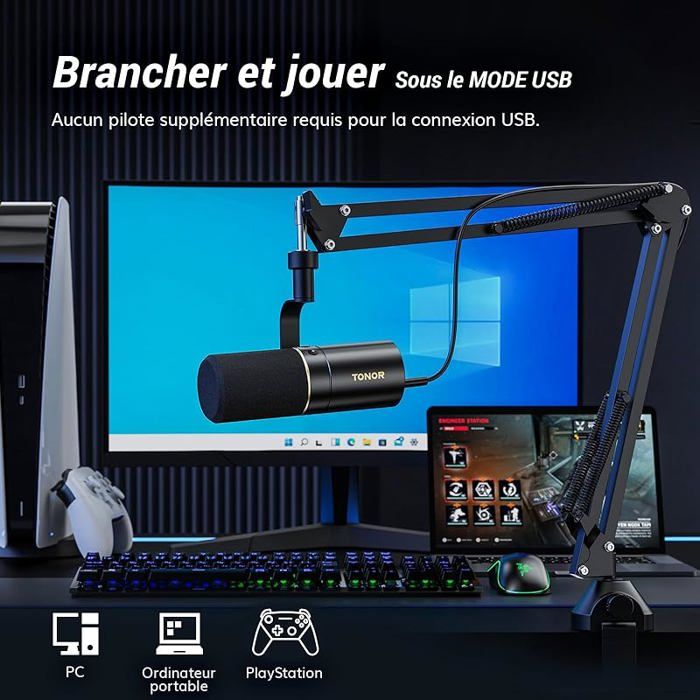 Micro dynamique cardioïde USB/XLR avec bras, pour PC et studio, noir HAUT-PARLEUR - Cdiscount TV ...