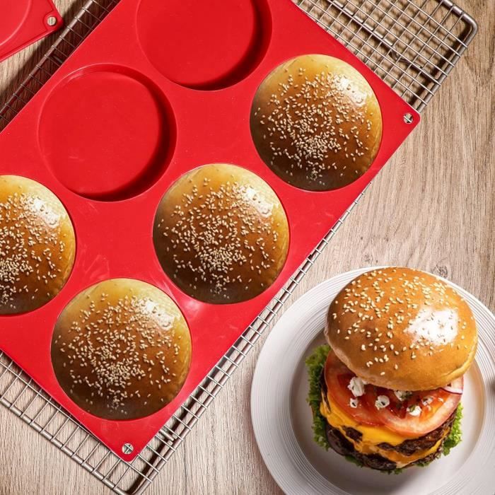 Lot de 2 moulle Burger Bun moule a brioche en silicone pour hamburgers ...