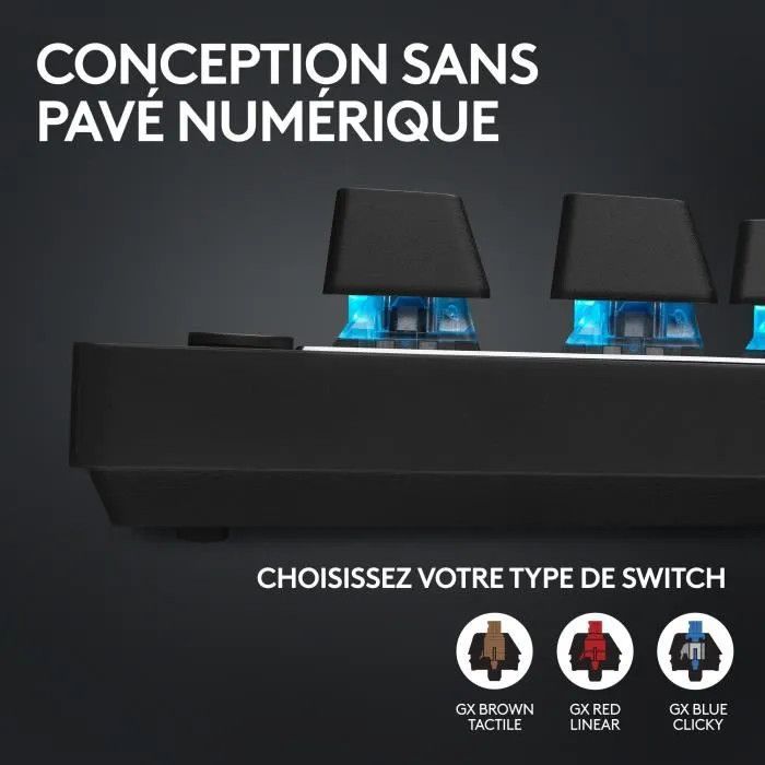 Clavier gamer - Sans fil - Logitech G Pro X TKL Lightspeed - AZERTY ...