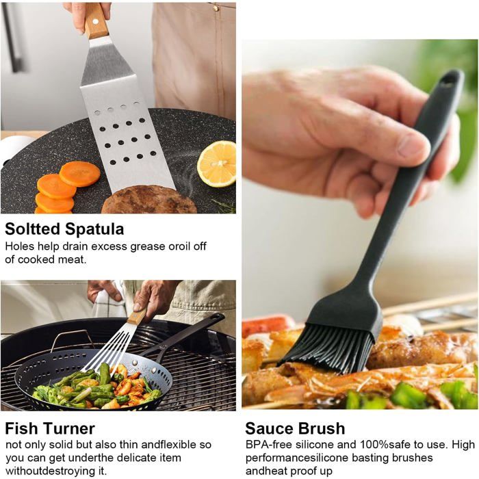 Kit barbecue Teppanyaki - TULLSA - 34 pièces - Acier inoxydable - 37 ...