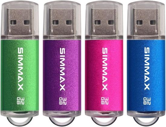 Clé Usb 32 Go Lot De 4 Mémoire Stick Usb 2.0 Flash Drive Pivotant ...
