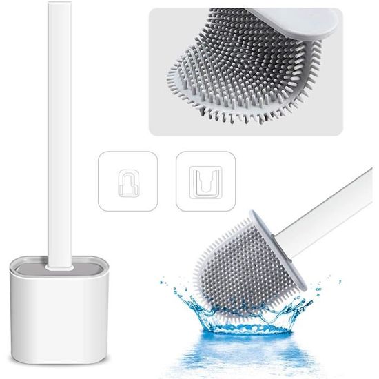 TPR Brosse De Toilette Révolutionnaire avec Support,Brosse WC Silicone Plate pour Salle 1 ...