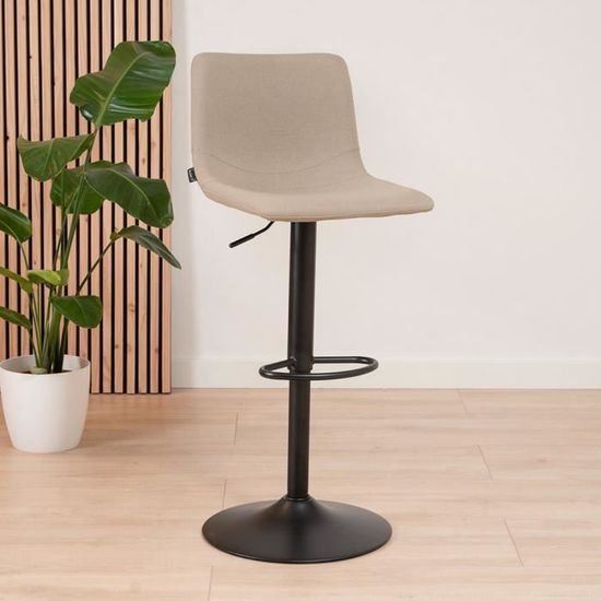 Livin24 Tabouret de bar scandinave Eva pivotant en tissu recyclé taupe ...