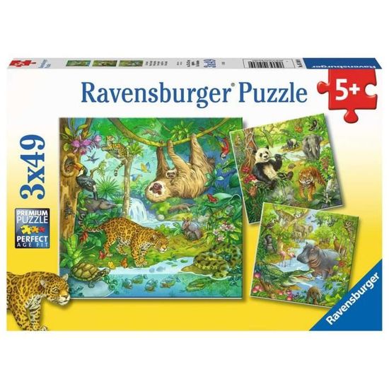 Ravensburger Kinderpuzzel In het oerwoud - 3 x 49 stukjes - Cdiscount ...