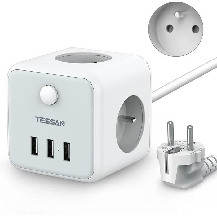 Cube multiprise usb secteur, prise usb multiple avec 3 prises et 3 ...