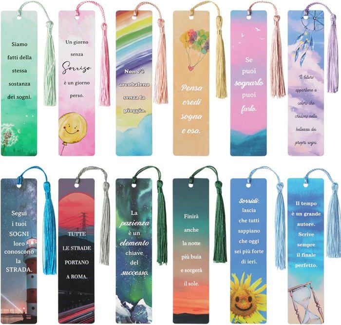 12 Pcs Signet d'Inspiration Papier avec pompon Cadeaux d'Inspiration ...