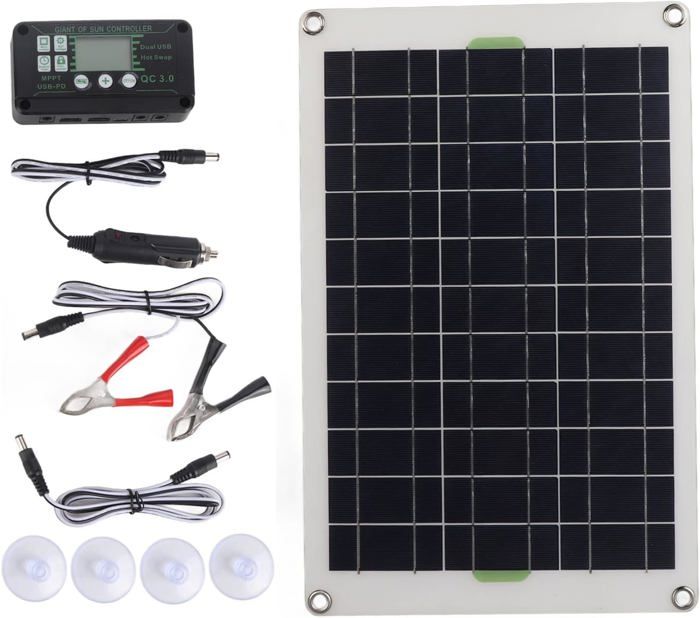 Kit De Panneau Solaire, Chargeur De Panneau Solaire 50W Silicium Monocristallin 30A Kit De ...
