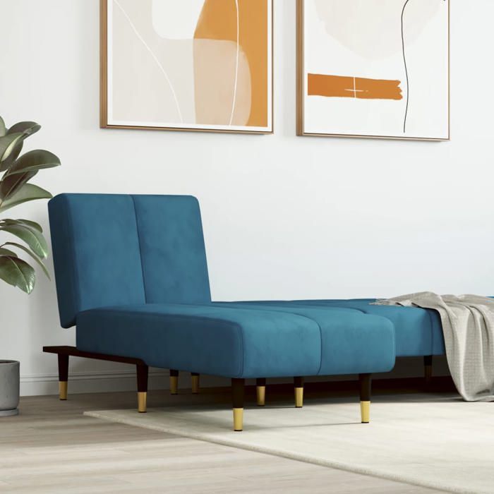 Meridienne salon-Chaise longue bleu velours - Fauteuil relax@291246 ...