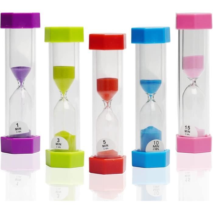 Sablier enfant sablier plastique 1 minute-3 minutes-5 minutes-10 ...