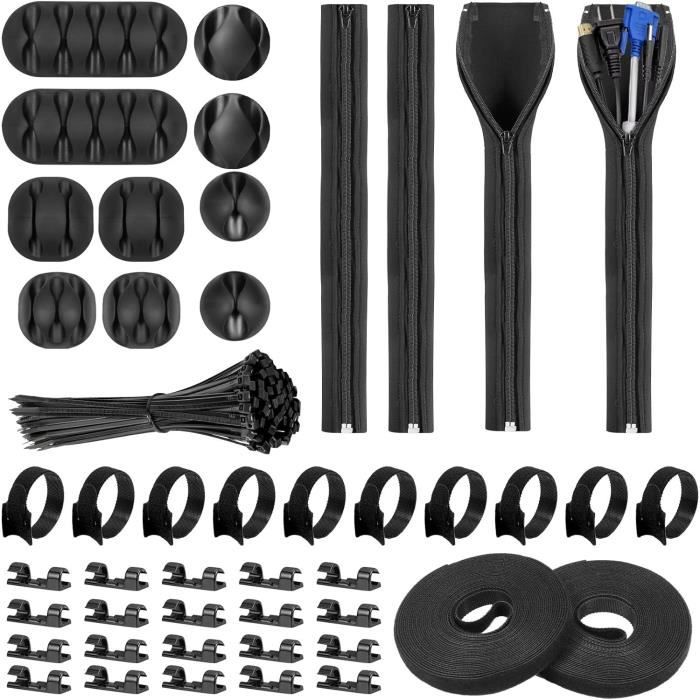 146Pcs Kit De Gestion Des Câbles - 100 Serre Câbles, 4 Manchons De ...