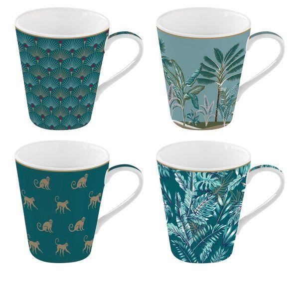 Coffret de mugs - EASY LIFE - Coffee Mania Jungle - Porcelaine - 300 ml ...