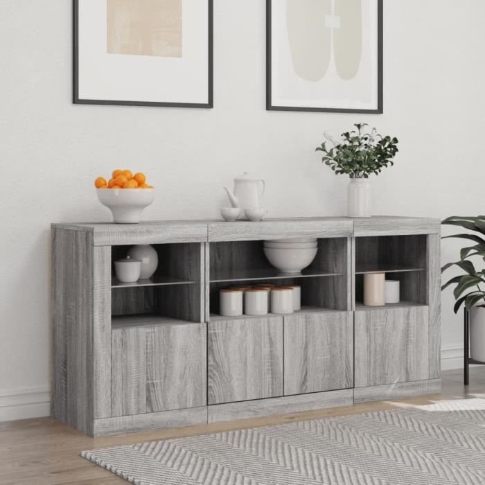 Mothinessto-Buffet avec lumières LED sonoma gris 142,5x37x67 cm-DS2720 ... Mothinessto-Buffet avec lumières LED sonoma gris 142,5x37x67 cm-DS2720 ...