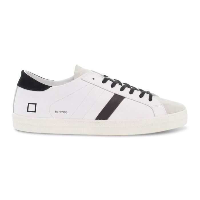 BASKET D.A.T.E. M HILL LOW BTDM en cuir chamois blanc brun foncé Homme ...