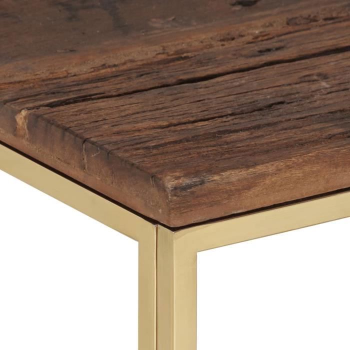 Table basse - SALUTUYA - QPI18107 - Acier inoxydable doré - Bois de ...