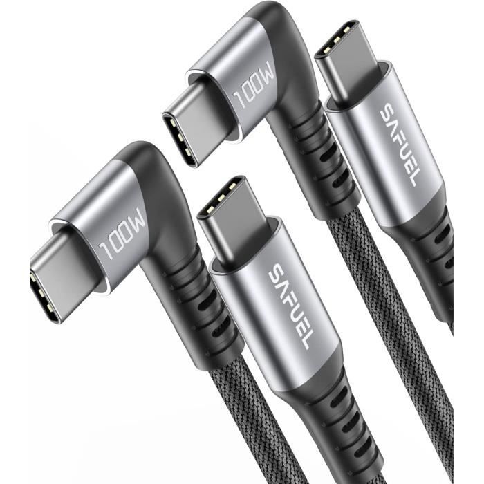 Câble Usb C Vers Usb C,[2M+2M] 100W 5A 90°Usb Type C Charge Cable Pd Rapide Chargeur De Données ...