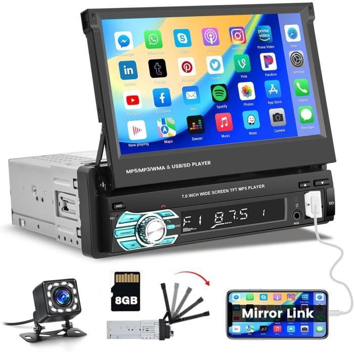 Autoradio 1 Din Gps 7 Pouces Écran Tactile Retractable Bluetooth Main ...
