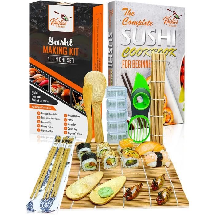 Kit Sushi Maki Complet En Bambou – Sushi Maker Kit – 2 Nattes À Rouler ...