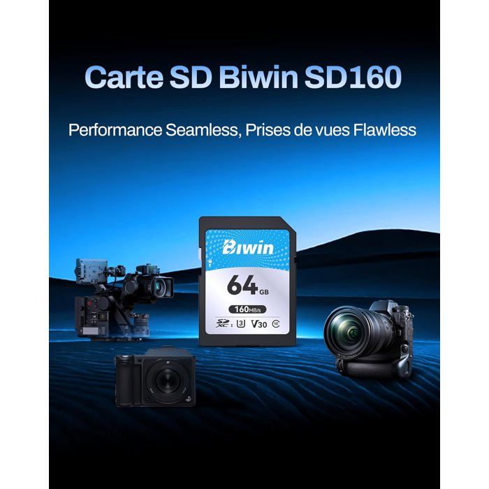 Carte Sd Sd160 64 Go, Carte Mémoire Sdxc Pour Appareil Photo, Vitesse ...