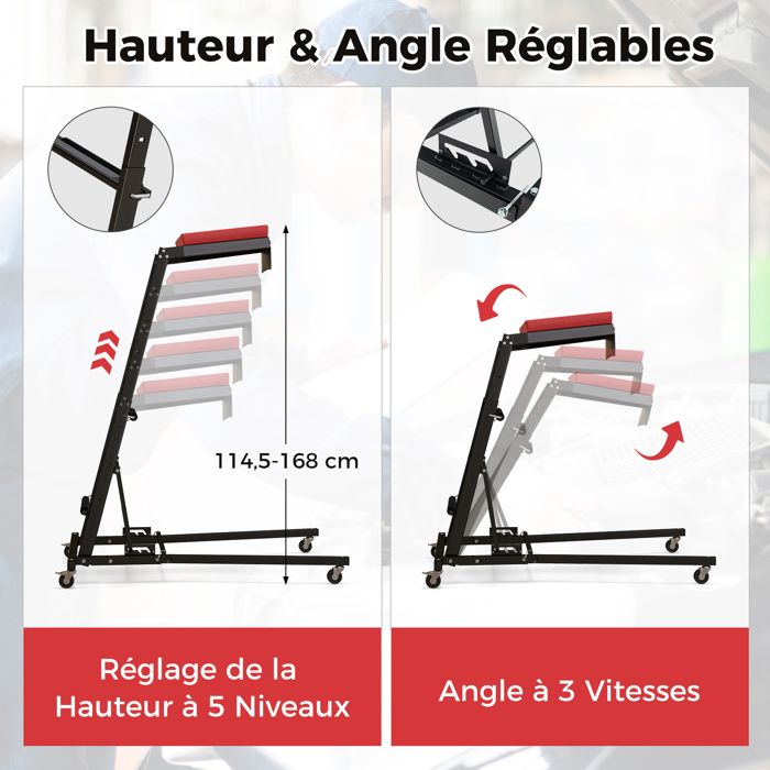 COSTWAY Tabouret d'Atelier Repliable pour Moteur avec Hauteur Réglable ...