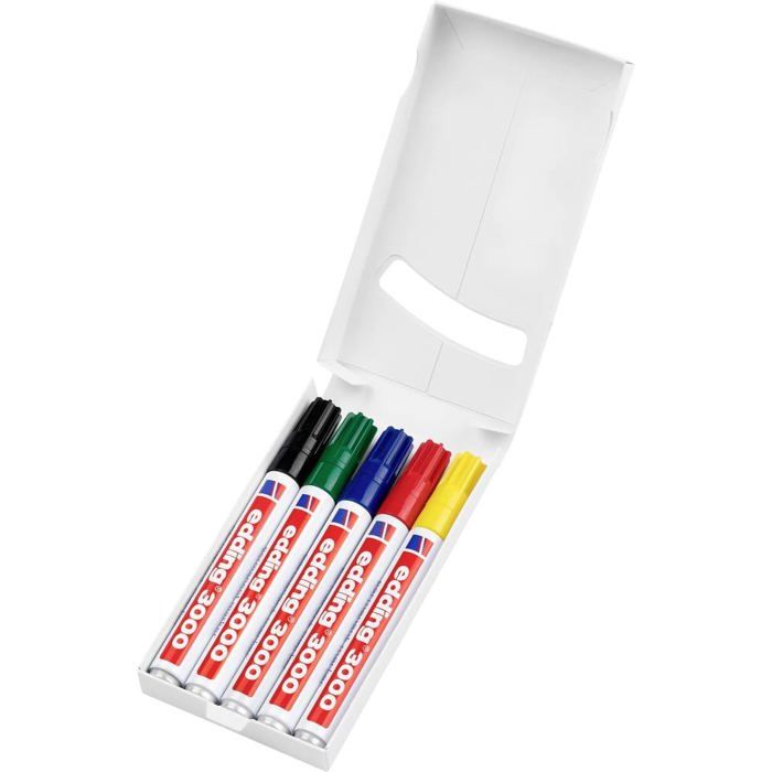 Edding 3000 4-3000-5 Marqueur permanent noir, bleu, rouge, vert, jaune ...