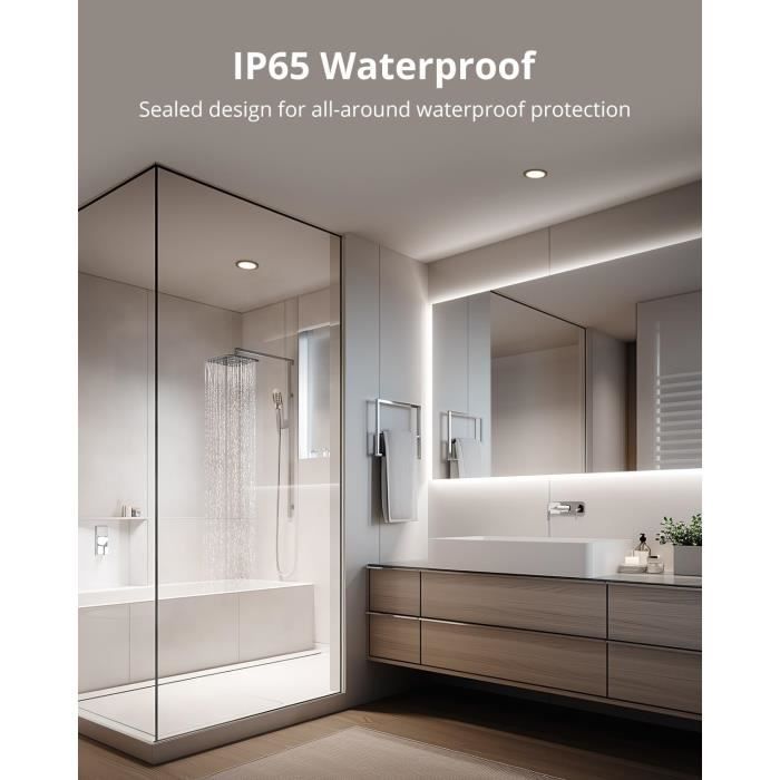 Spot LED Encastrable Noir Extra Plat, 10 x 5W Spot Salle de Bain IP65, Spot Encastré 4000K Blanc ...