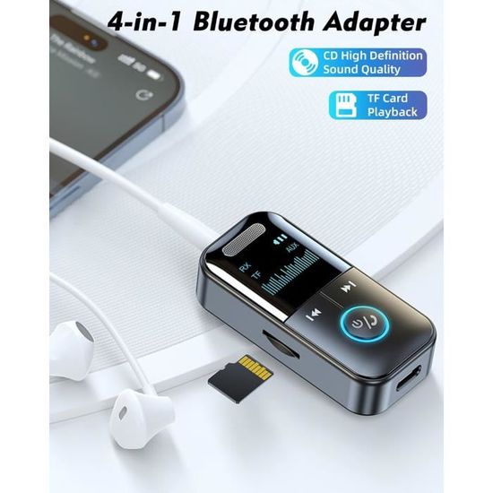 Récepteur Bluetooth Jack AUX,4 in 1Émetteur Jack Bluetooth, 5.4 TV ...