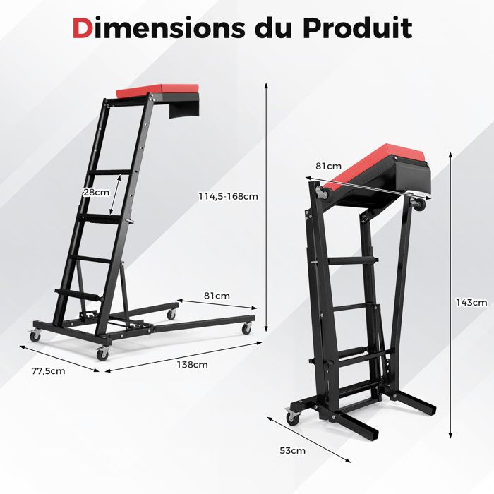 COSTWAY Tabouret d'Atelier Repliable pour Moteur avec Hauteur Réglable ...