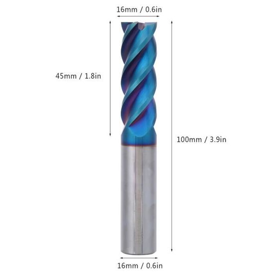 Machines-Outils Fraise 16X45X16Dx100L Nano Enduit Hrc65 Fraise À Bout ...