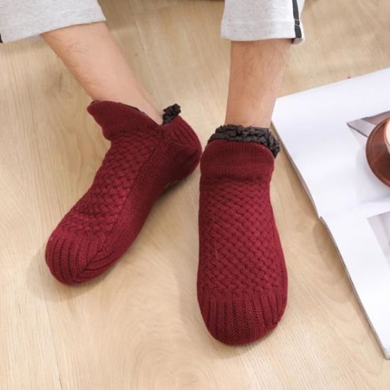 Chaussons Chaussettes Hommes Femmes Antidérapant Épais Polaire ...