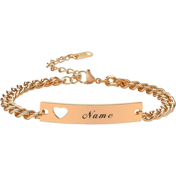 2 Pièces Personnalisé Gravure Personnaliser Couple Bracelets Soeur ...