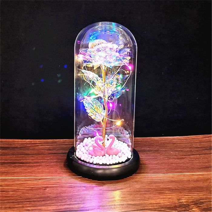 Lampe Led Rose Éternelle En Feuille De Verre, Décoration Pour La Maison ...