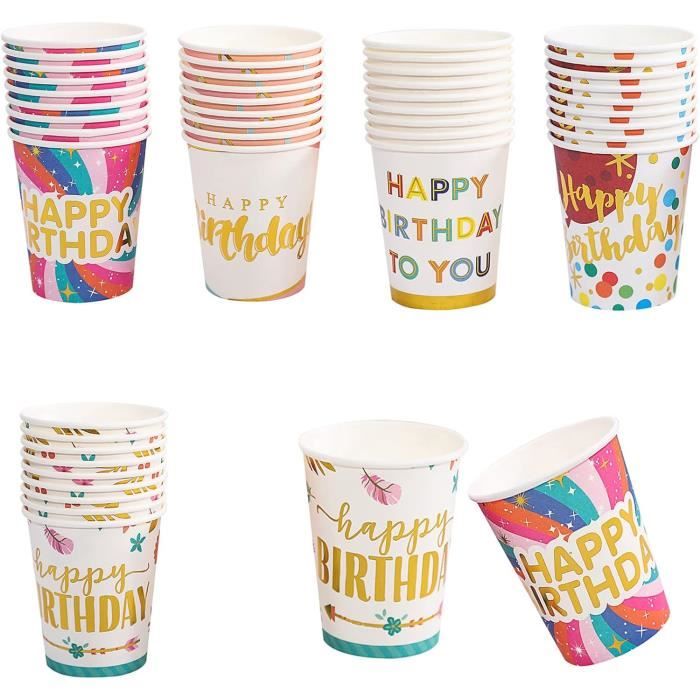 Paquet De 50 Gobelets En Carton Gobelet En Papier De Couleur Avec Happy ...