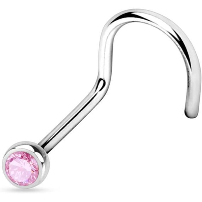 Piercing Nez Stud Nez Courbé Avec Boule De Cristal Tchèque Acier Chirurgical 316L Stérile 22G (0 ...